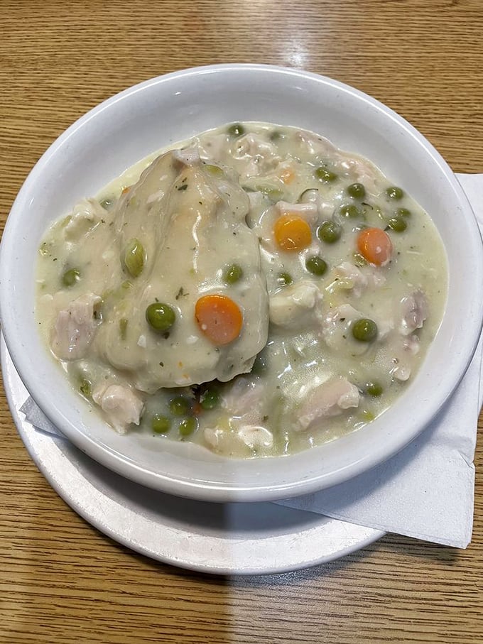 Chicken and dumplings that would make your grandmother simultaneously proud and jealous. This is what clouds must taste like.