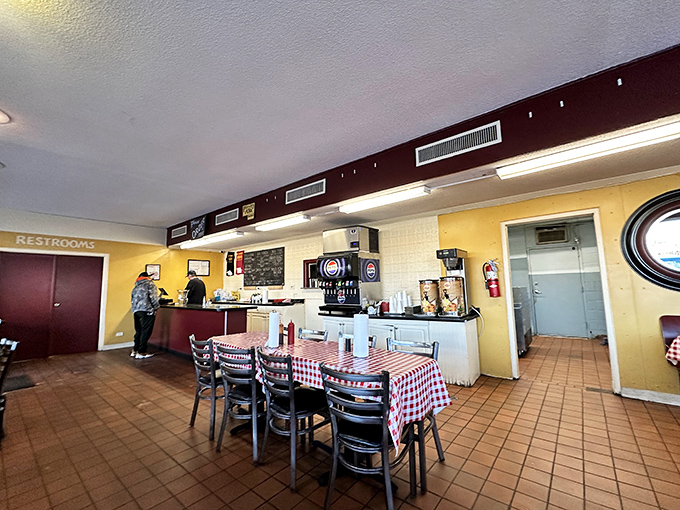 A casual dining room where memories are made between bites. No white tablecloths, just white napkins that won't stay that way.