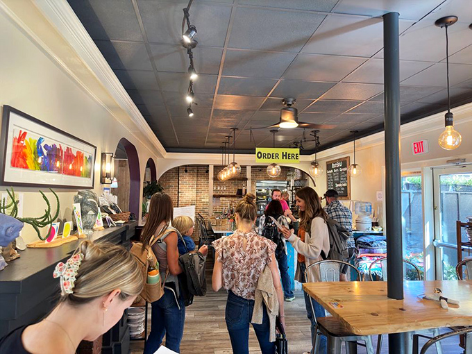 The line forms early for a reason. These breakfast pilgrims know that good things come to those who wait—especially when pancakes are involved.