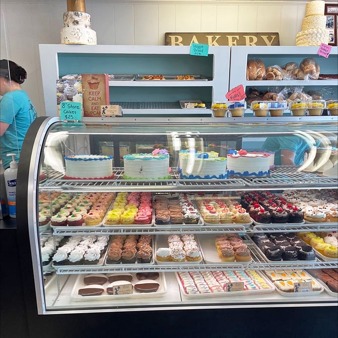 A rainbow of pastry perfection that makes choosing just one item the hardest decision you'll face all day. Strategic ordering advised.