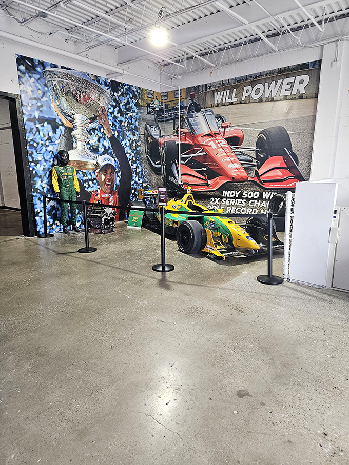 Racing history adorns the walls, inspiring weekend warriors. That moment when you realize your karting skills might not translate to Indy.
