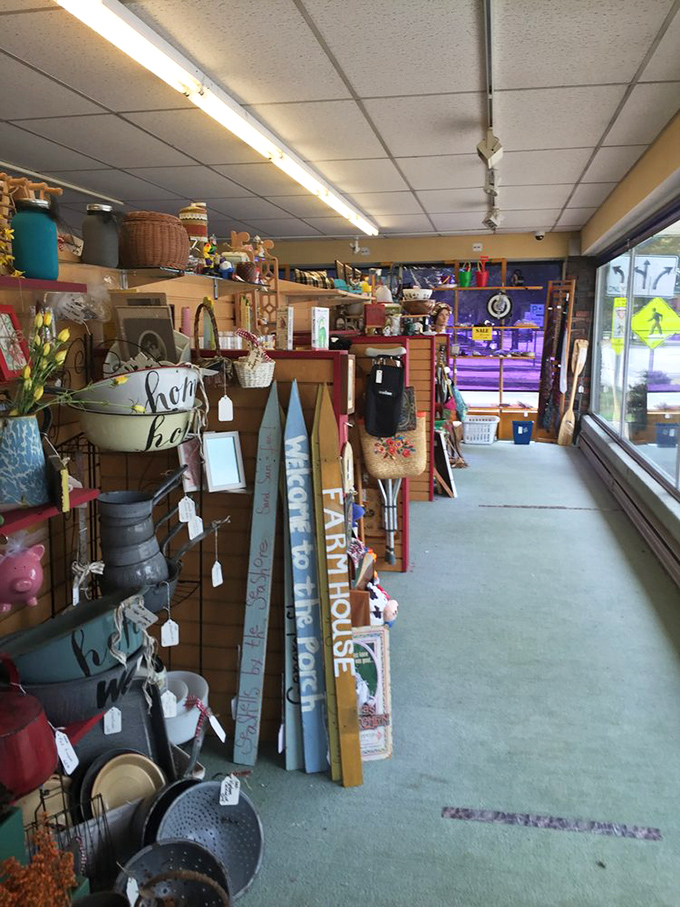 Farmhouse finds line this corridor of country charm, where "Home" signs and galvanized treasures await their next rustic revival. Joanna Gaines would shop here weekly!