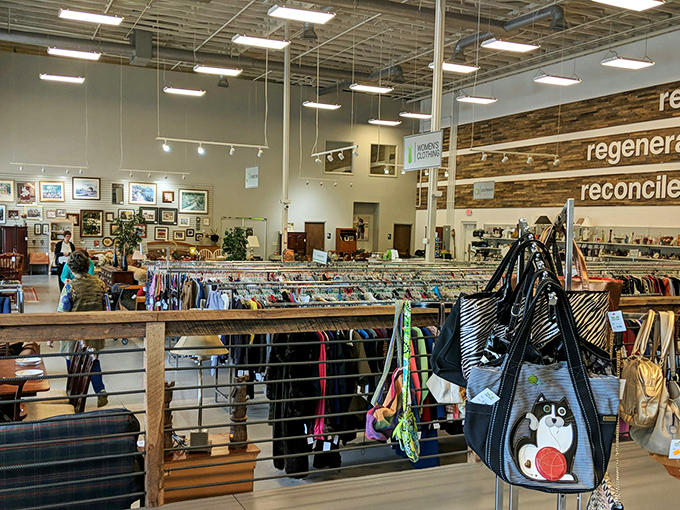 The clothing department rivals department stores in organization and variety, minus the heart-stopping price tags and overeager sales associates.