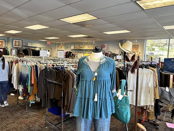 Racks of possibility await the patient explorer. Like a fashion library where you can take home the whole book.