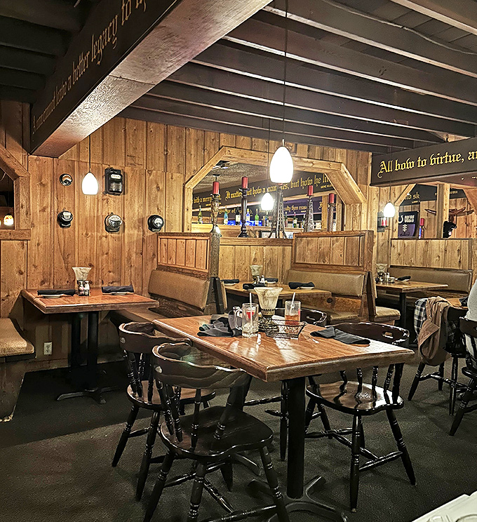 Cozy booths and sturdy tables create dining neighborhoods where memories are made between bites of perfectly aged beef.