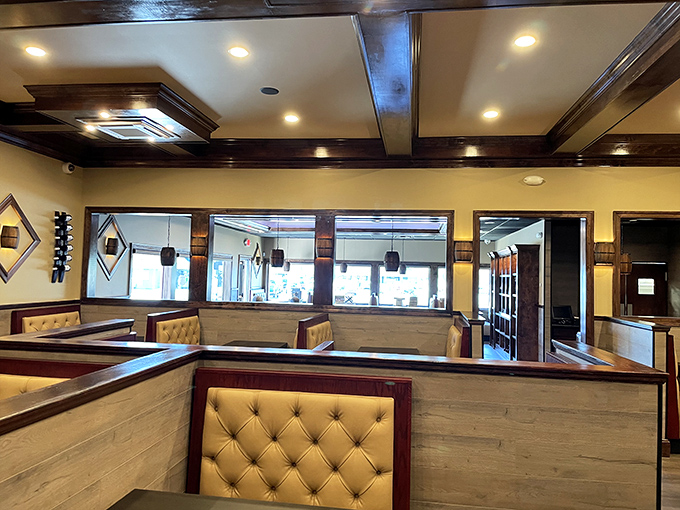 The dining room's thoughtful design creates intimate spaces within the larger restaurant&mdash;like having your own private dining room without the celebrity price tag.