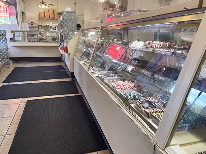 Display cases stretch into the distance like a candy lover's yellow brick road, each step revealing new temptations worth abandoning willpower for.