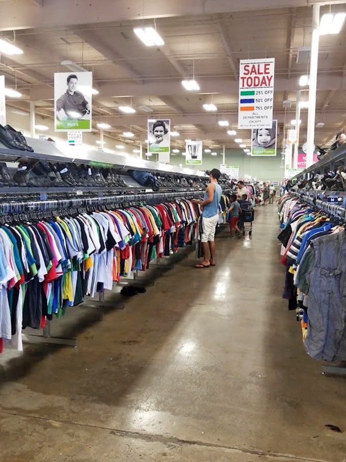 Racks stretching to the horizon, color-coded for efficient browsing or leisurely afternoon wandering.
