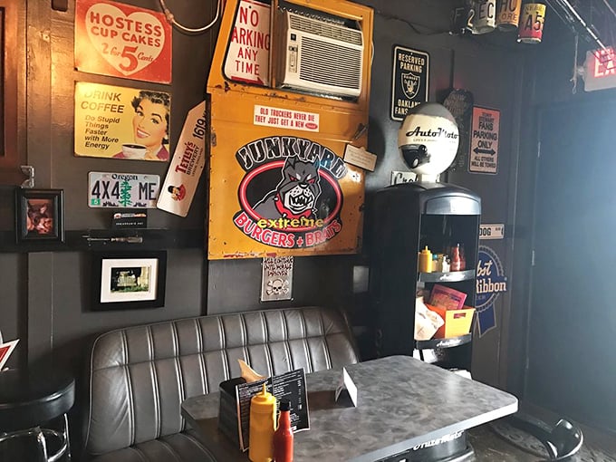 Every inch tells a story. From the vintage posters to the license plates, this isn't manufactured nostalgia&mdash;it's the real deal. 