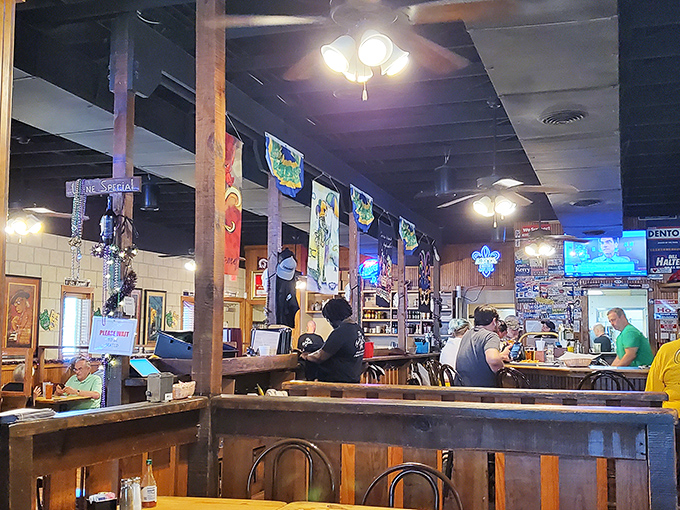 The dining room hums with satisfaction&mdash;wooden posts standing witness to decades of "mmms" and "you've got to try this."