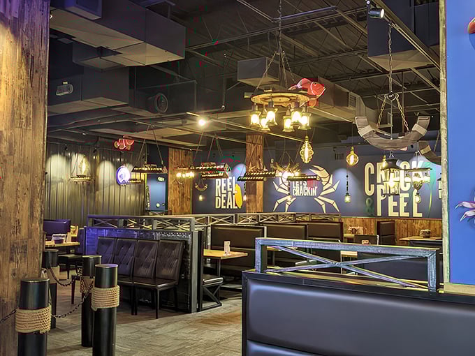 Booth seating that invites lingering conversations, under lighting that makes everyone look like they've just returned from a beach vacation.