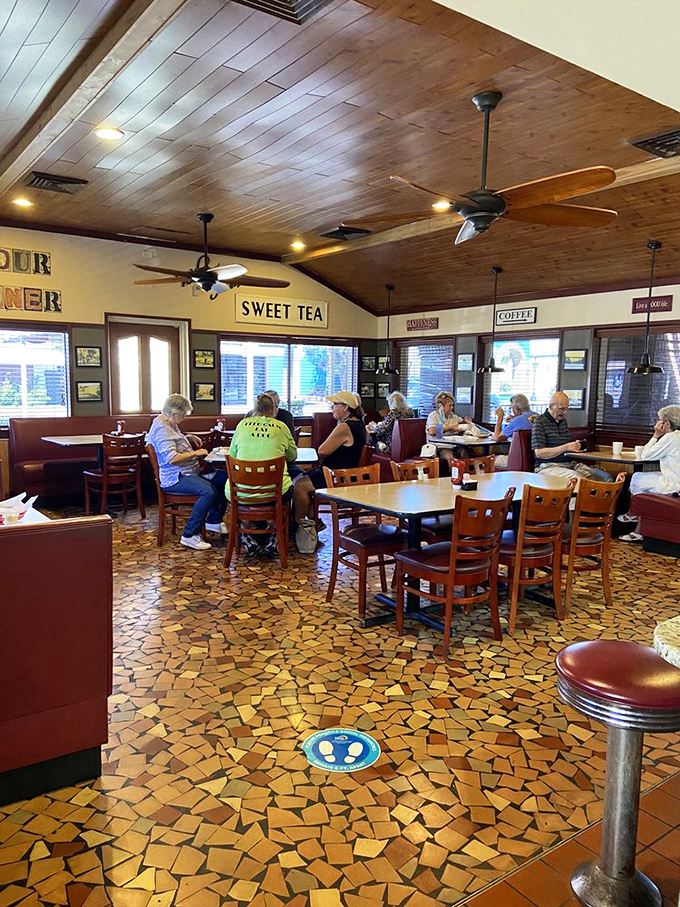 The dining room where sweet tea flows freely and the wooden ceiling reminds you that good taste never goes out of style.
