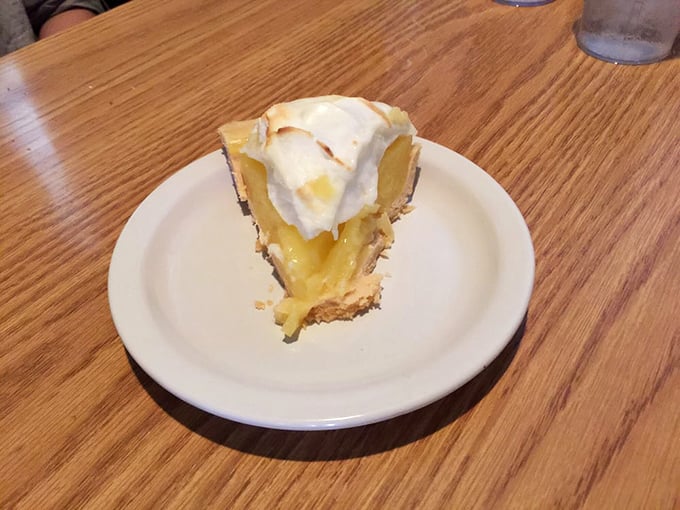 Lemon meringue pie with cloud-like peaks that would make a meteorologist swoon. The perfect sweet ending to a savory symphony.