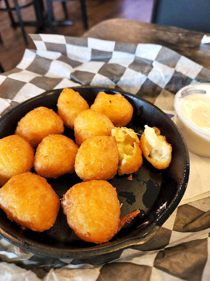 Mac and cheese bites&mdash;because sometimes you need your comfort food portable and poppable. Golden orbs of cheesy goodness that disappear too quickly.