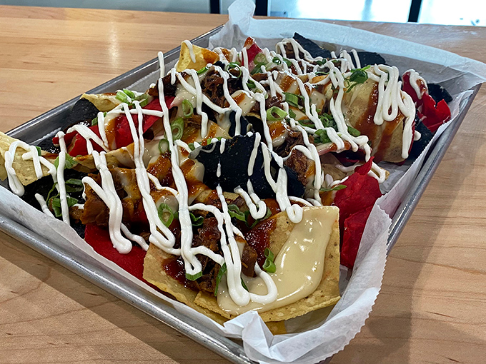 BBQ nachos: where Tex-Mex meets Midwest smoke in a harmonious union that deserves its own commemorative stamp.