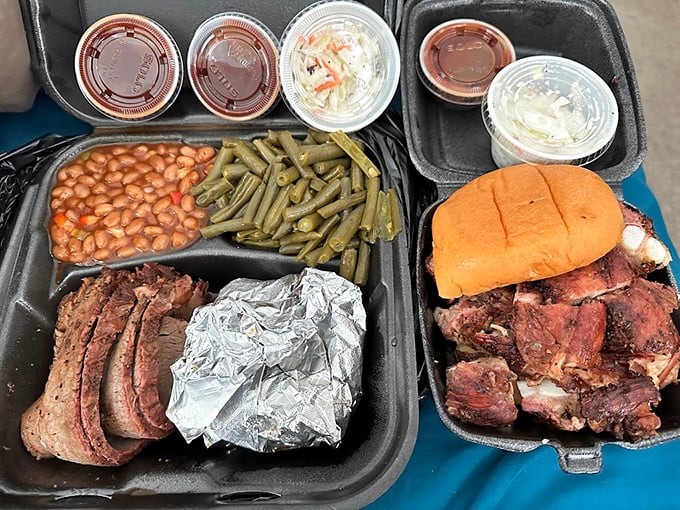 A feast fit for royalty but served in humble containers—the true mark of South Carolina barbecue democracy.
