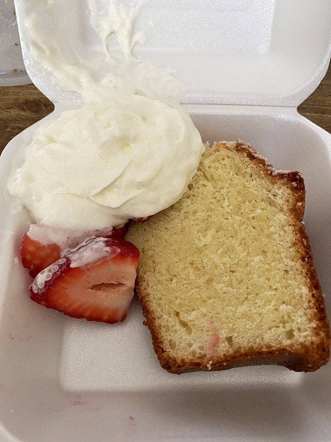 Pound cake with strawberries and cream that doesn't just end a meal—it provides closure in the most delicious way possible.
