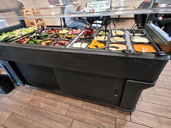 A salad bar that proves vegetables can be exciting too, with enough variety to create a different plate each visit.