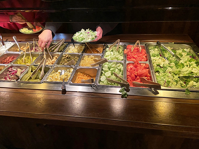 The salad bar - that endangered species of American dining - thrives here with colorful, fresh offerings that demand a second trip.