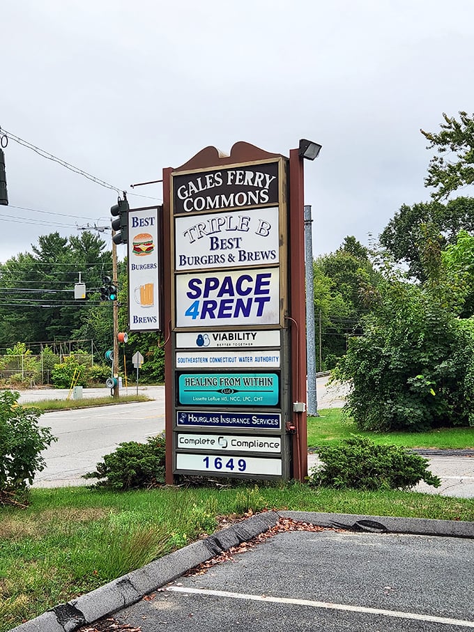 The roadside sign stands like a beacon of hope for hungry travelers. "Salvation lies within," it practically whispers to passing cars.