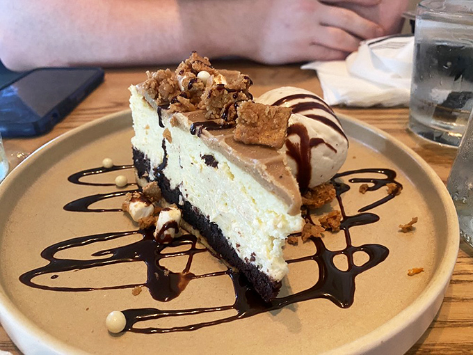 Dessert philosophy: Go big or go home. This s'mores cheesecake with its chocolate drizzle and crunchy topping is the grand finale your taste buds deserve.