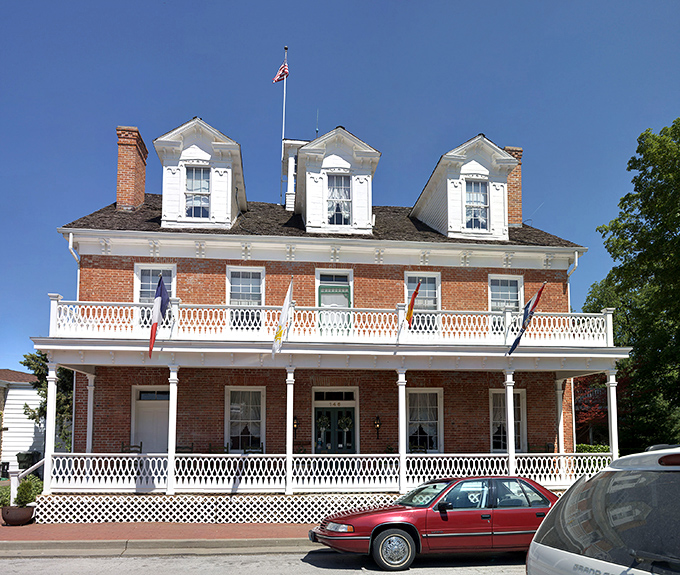The Southern Hotel has welcomed travelers since 1805. Imagine the conversations these porches have hosted through Jefferson's presidency, the Civil War, and beyond.