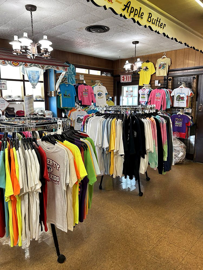 T-shirts in every color of the rainbow&mdash;because sometimes the best souvenir is one that prompts the question, "What's shoofly pie?"