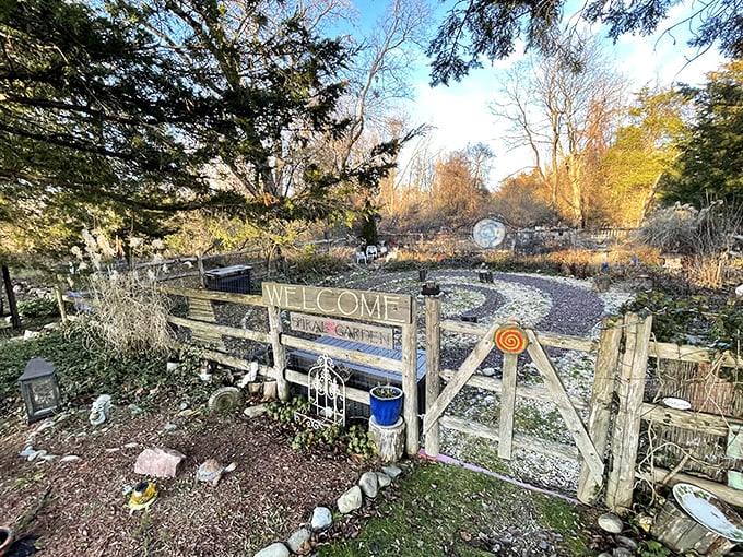 Beyond the treasures inside, the garden area offers its own spiral of delights—a whimsical outdoor space for contemplating your finds.
