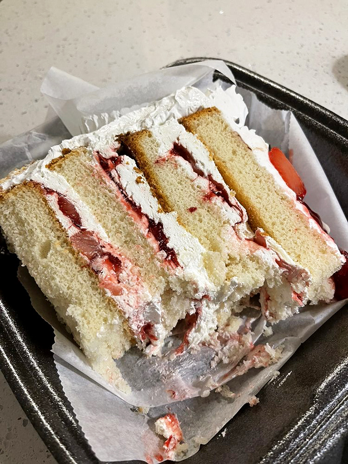 Strawberry shortcake that deserves its own Instagram account. Those layers of cake, cream, and berries are architecture you can eat.