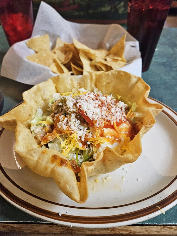 This taco salad isn't just served in a bowl&mdash;it's cradled in a crispy tortilla fortress protecting a treasure of flavors that would make any pirate jealous.