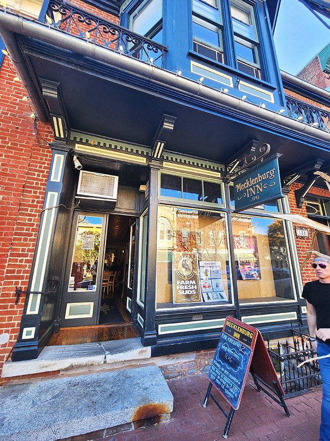 The Mecklenburg Inn's historic fa&ccedil;ade hints at the convivial atmosphere waiting inside this beloved local watering hole.