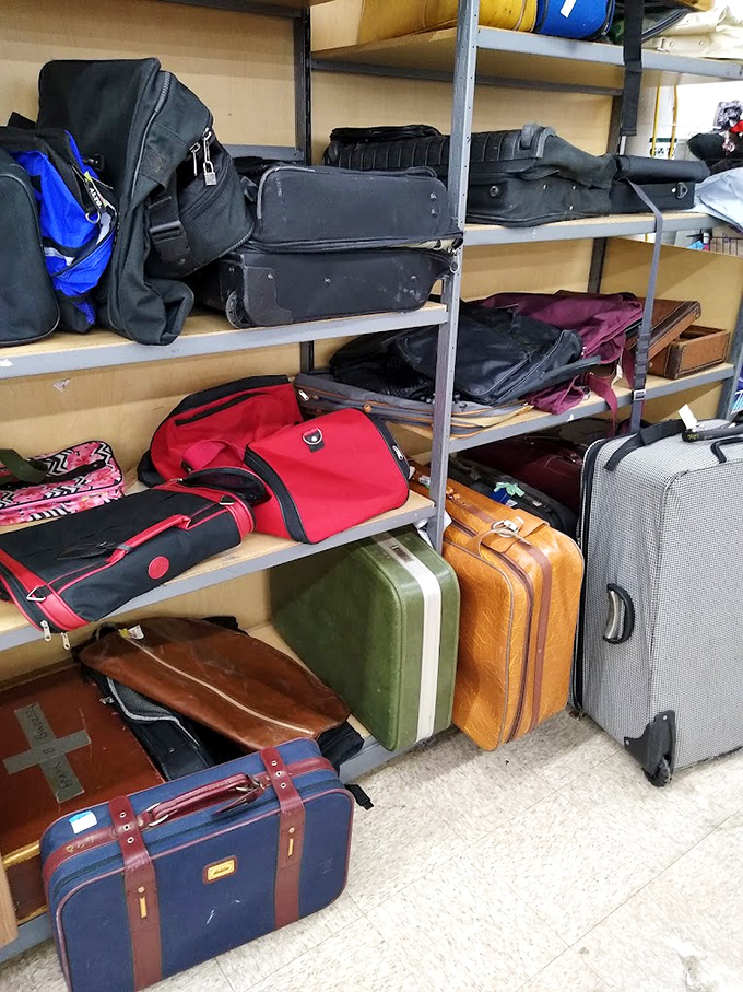 The luggage section: where vintage suitcases inspire travel daydreams and film noir fantasies in equal measure.