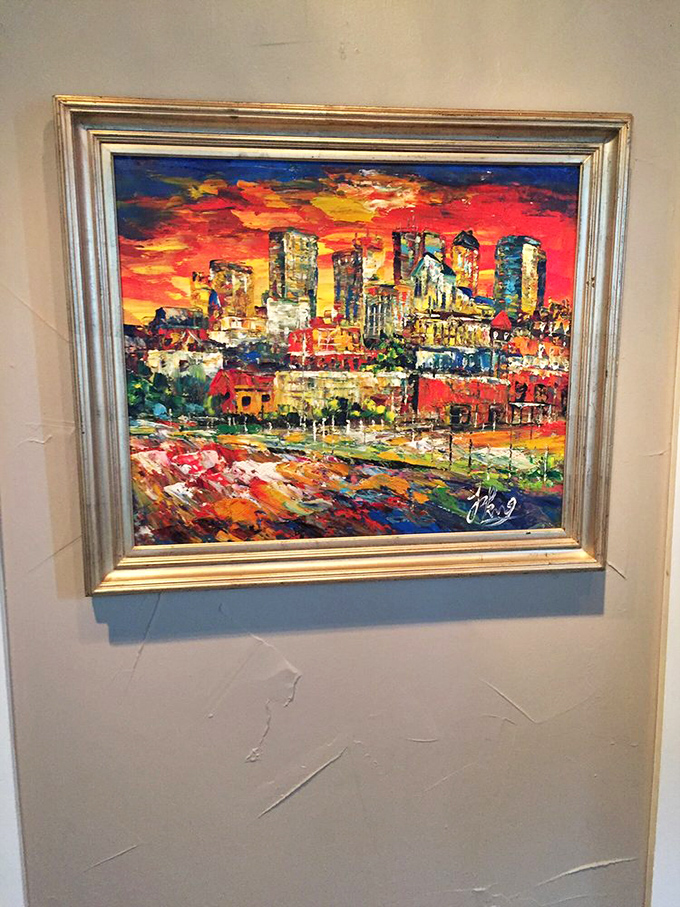 Local art that captures Oklahoma City's vibrant spirit. The perfect visual accompaniment to a meal that celebrates regional flavors.