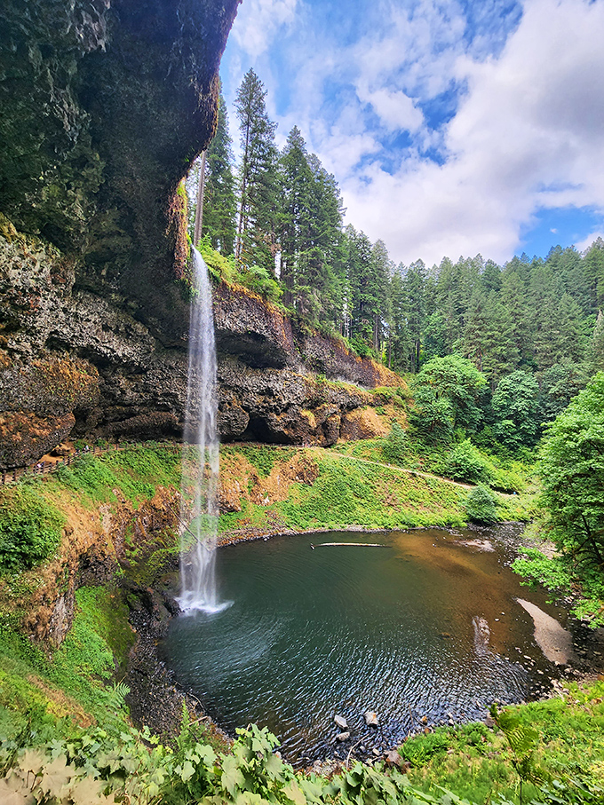 South Falls plunges with theatrical flair, creating a perfect amphitheater of stone where water has been the star performer for thousands of years.