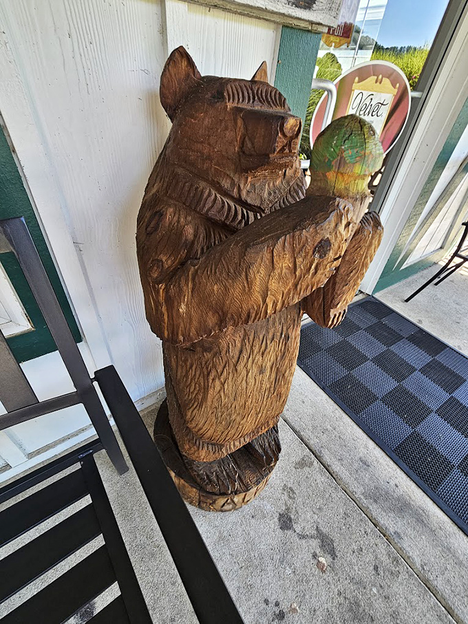 This wooden bear isn't just decoration&mdash;he's the unofficial greeter who's seen generations come and go, all leaving with fuller bellies and happier hearts.