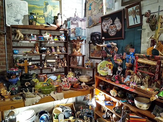 Every shelf in this nook threatens to collapse under the weight of stories. One person's kitsch is another's priceless memory.