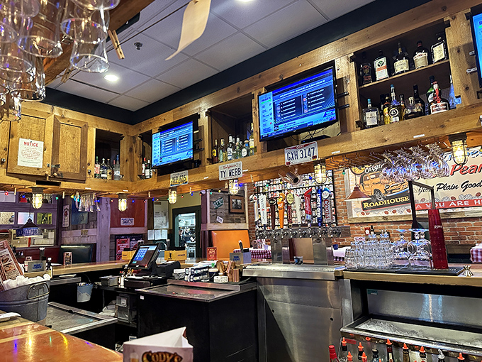 This isn't just a bar&mdash;it's command central for liquid happiness. Wood and brick combine to create that perfect balance of rustic charm and modern efficiency.