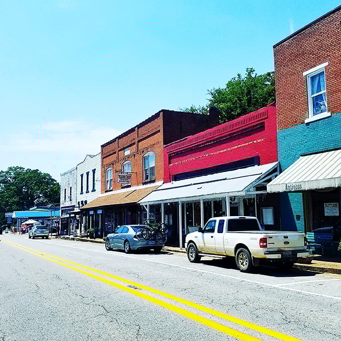 Hardy's rainbow of storefronts creates the kind of Main Street that makes big-city dwellers question their life choices and check local real estate listings.
