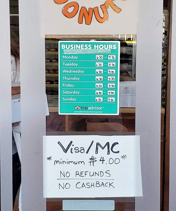 The hours of operation&mdash;sacred information worth its weight in gold. Note them carefully, lest you arrive to find only empty cases and crushing disappointment.