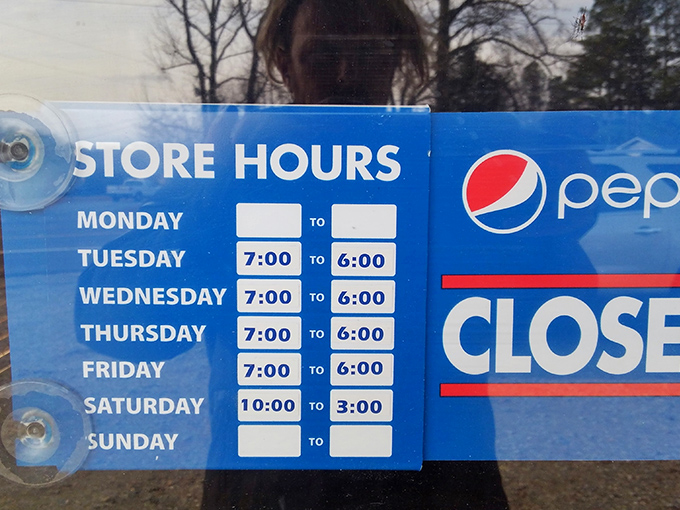 Store hours that remind you good things aren't always available 24/7. Plan accordingly or face sandwich disappointment.