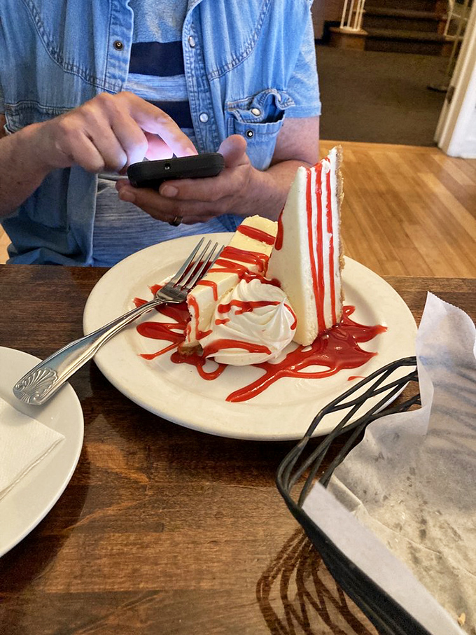 Cheesecake with raspberry sauce that belongs in the Dessert Hall of Fame. Each bite is like a tiny vacation for your taste buds.