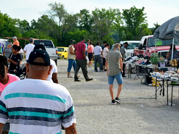 The universal flea market shuffle&mdash;part browsing, part people-watching, all treasure hunting at its finest.
