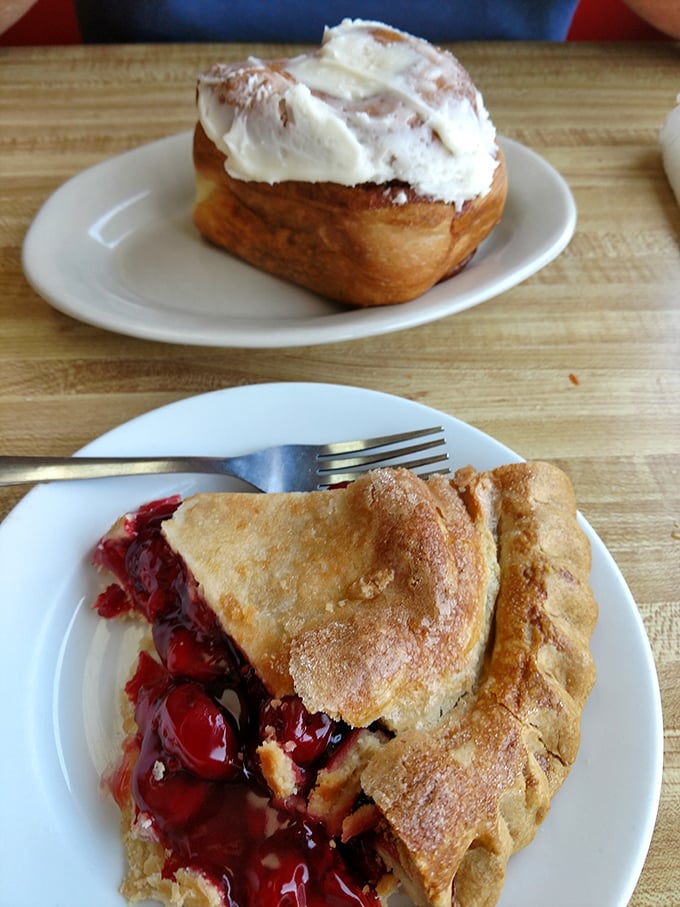 A cinnamon roll that requires no filter and cherry pie that makes you understand why this fruit earned its place in American idioms about all things perfect.