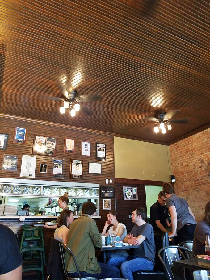 The dining room buzzes with the unmistakable energy of people having religious experiences with their breakfast.