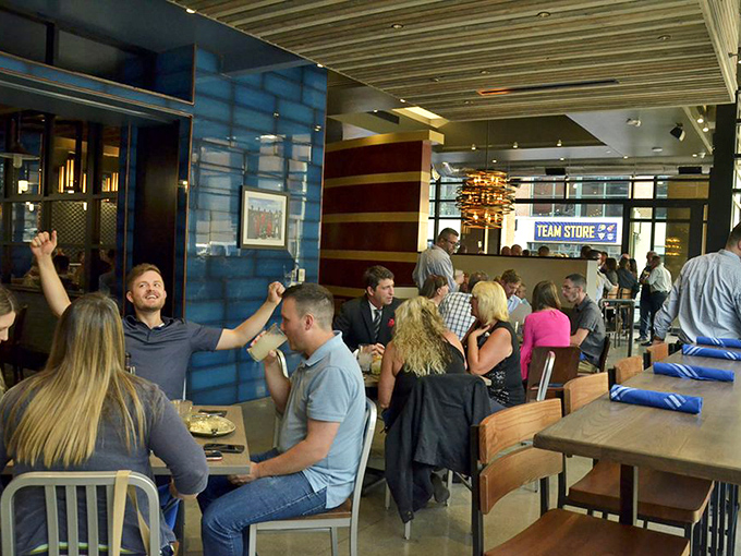 Where food brings people together. The lively atmosphere proves that great seafood creates conversation and connections even hundreds of miles from any coast.