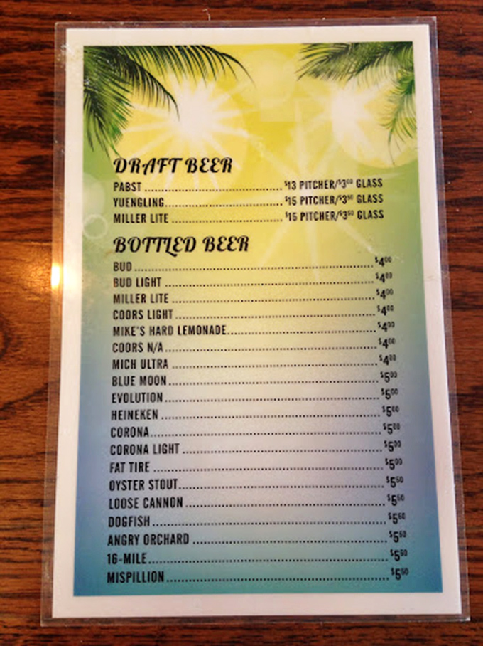 The beer menu: proving that God loves us and wants us to have something perfect to wash down all that crabmeat.