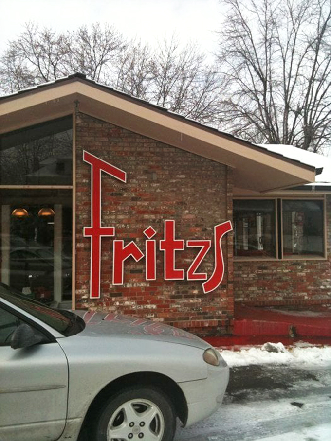 Winter can't stop the Fritz's faithful&mdash;the bold red lettering against brick stands as a beacon for those seeking comfort food with a side of whimsy.
