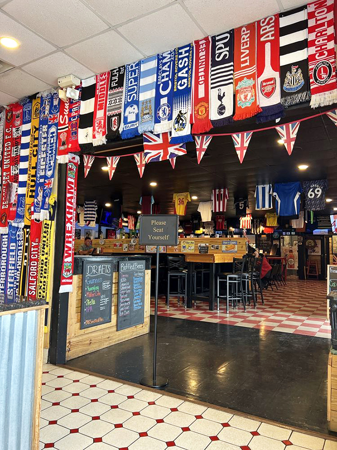 Soccer scarves and Union Jack bunting create a portal to Britain that's more effective than any passport or plane ticket.