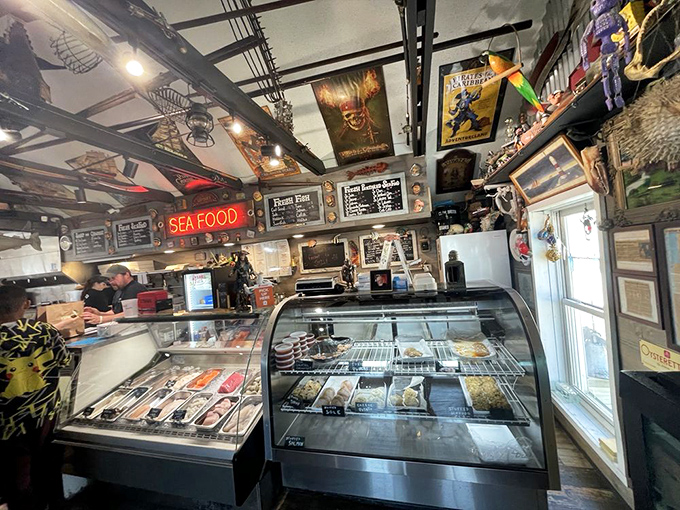Behind this glass lies the day's ocean harvest&mdash;a seafood jewelry counter where cod, tuna, and salmon glisten like edible gems.