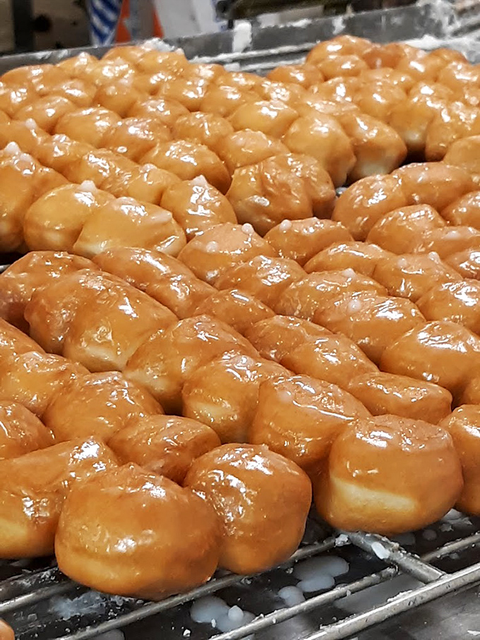 An army of golden glazed twisters, standing at attention before their deployment to happy customers. This is what "going into a sugar coma" looks like.